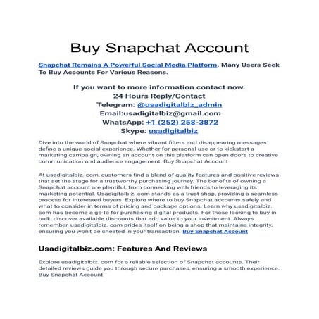 Top 5 Best site to Buy Snapchat Account In USA | PDF
