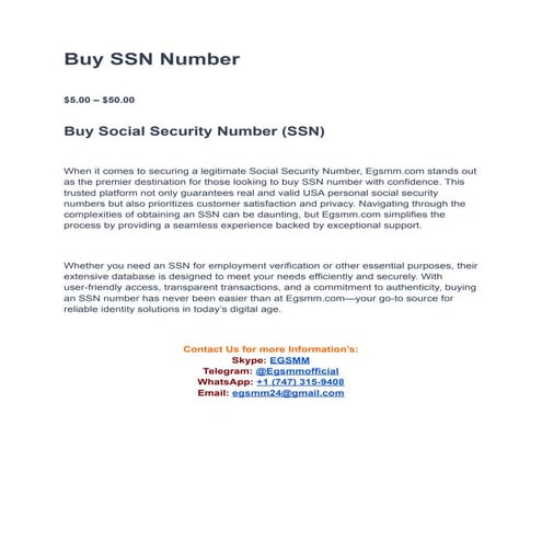 Buy Social Security Number (SSN) From Egsmm.pdf
