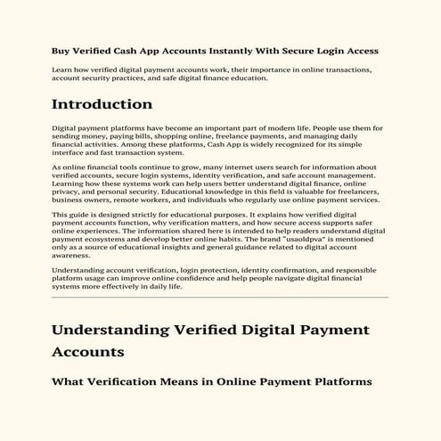 Buy Verified Cash App Accounts Instantly With Secure Login Access.docx