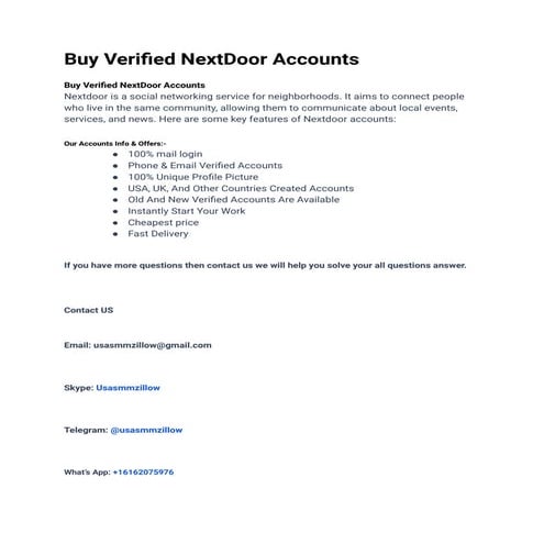 Top Site To Buy Verified NextDoor Accounts.pdf