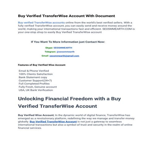 The Ultimate Guide to Help You Buy Verified TransferWise Account | PDF