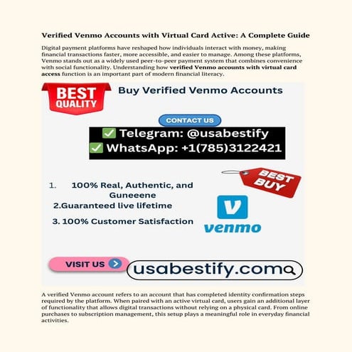 Buy Verified Venmo Accounts with Virtual Card Active_ A Complete Guide ...