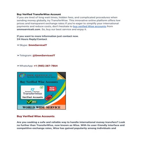 Buy Verified Wise Accounts - 100% USA, UK Real Citizen Docs | PDF