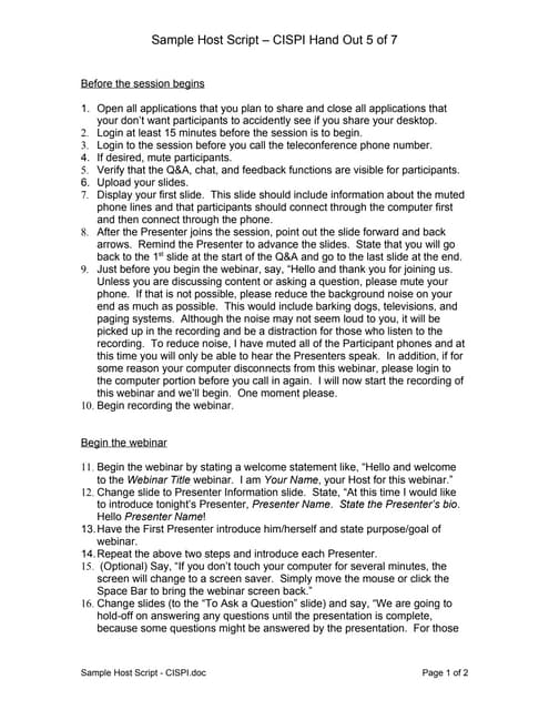 Example script for moderator | PPT