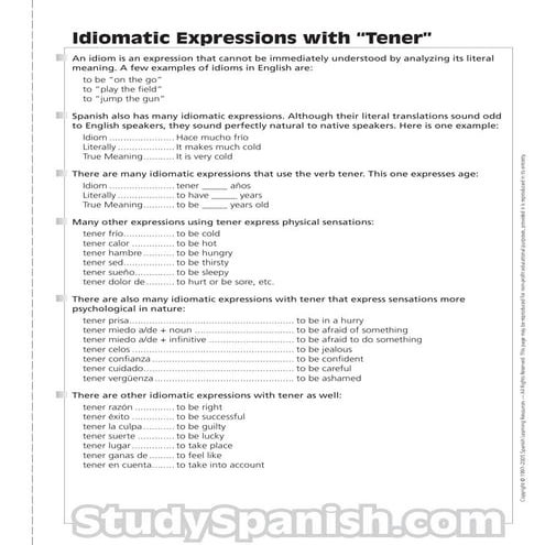 tener expressions | PDF