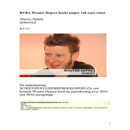 BVBA Wouter Deprez boekte amper 146 euro winst in 2016 | DOC