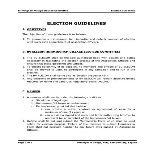BVELECOM Final Election Guidelines 2013 | DOCX