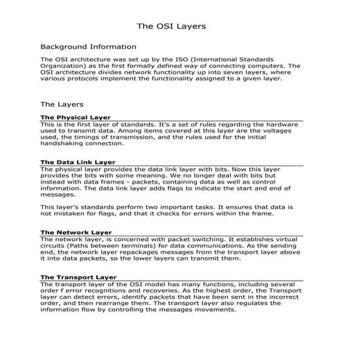 The OSI Layers | PDF