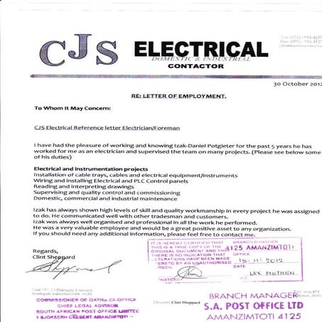 Cjs electrical reference letter | PDF