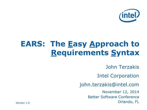EARS: The Easy Approach to Requirements Syntax | PDF