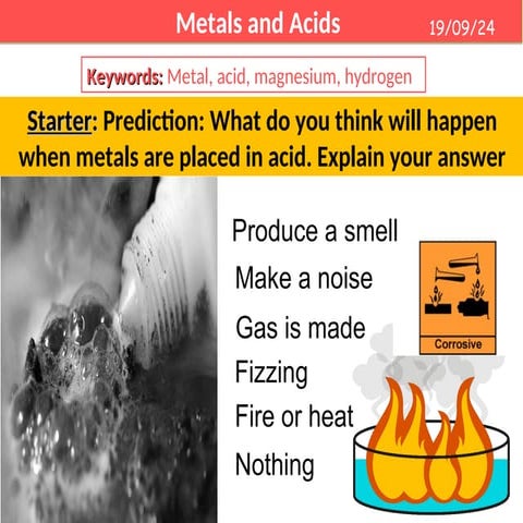 PPT for Reaction of metals with acid | PPTX