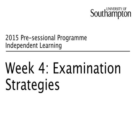 B Week 4 Exam Strategies 2015 Generic | PPT