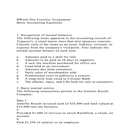 BWeek One Exercise AssignmentBasic Accounting Equations1.docx