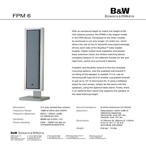 Bw fpm6 fiche produit | PDF