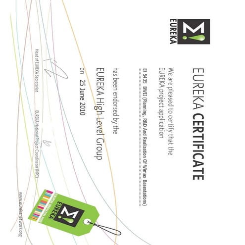 Bwii Wimax Eureka Certificate | PDF