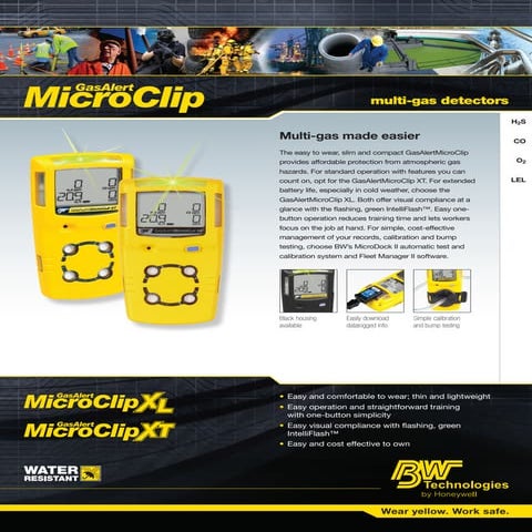 BW Technologies Gas Alert Micro Clip XL Multi Gas Detector - Brochure | PDF