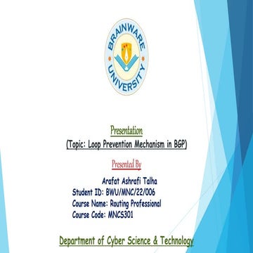 Loop prevention mechanism on BGP routing | PPTX