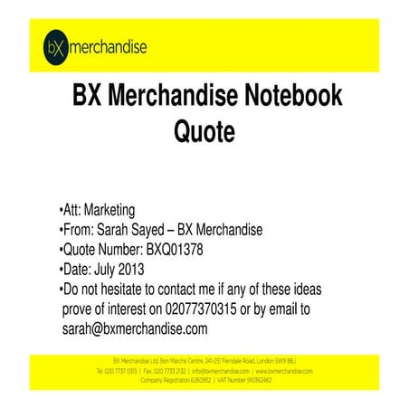 BX Merchandise Notebook Ideas July 2013 | PDF
