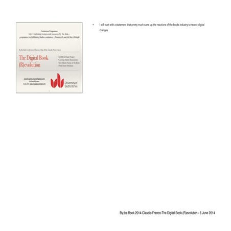 The Digital Book (R)evolution - By the Book 2014, Florence - SLIDES ...