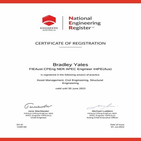 IEAust, Engineers Australia, National Engineering Register, Certifica…