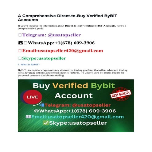 07 Best Place to Buy Verified Bybit Accounts | PDF
