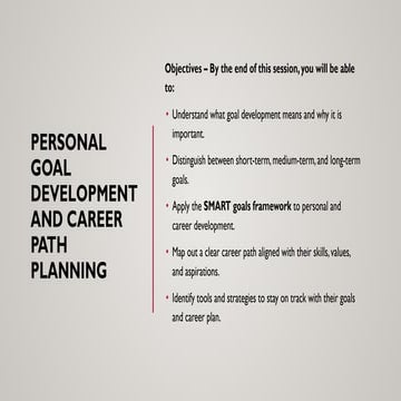 PERSONAL GOAL DEVELOPMENT AND CAREER PATH PLANNING | Build Your Best ...