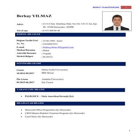 BERKAY YILMAZ CV | PPSX