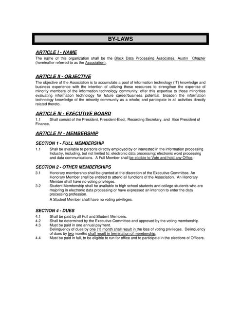 Apartment Association Byelaws Template | DOC