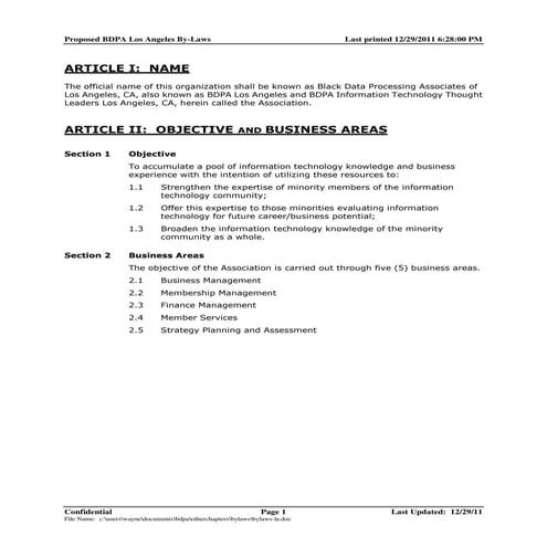 Apartment Association Byelaws Template | DOC