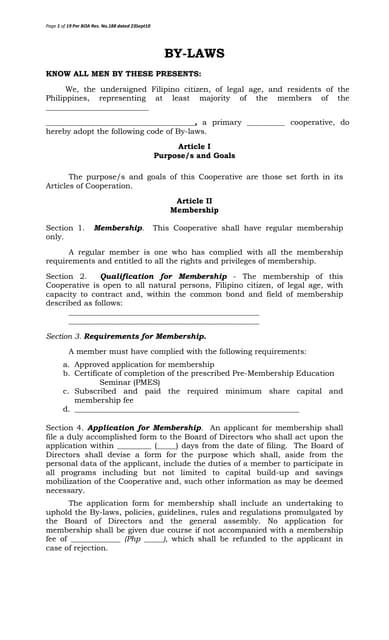 Apartment Association Byelaws Template | DOC