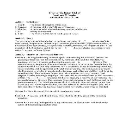 Bylaws club | DOC