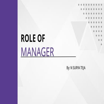 by N SURYA TEJA roles of management.roles | PPTX