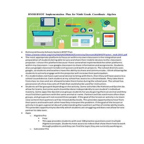 Bring Your Own Device Implementation Plan | PDF
