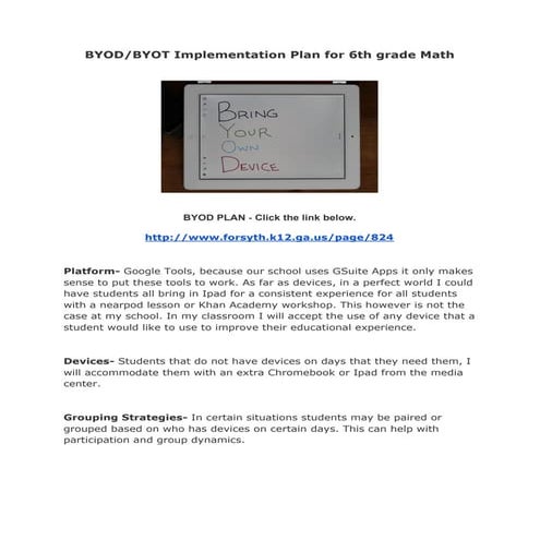 BYOD Implementation Plan Stieve | PDF