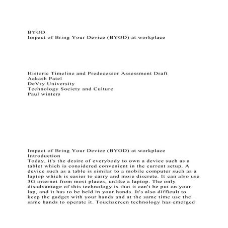 BYODImpact of Bring Your Device (BYOD) at workplace.docx