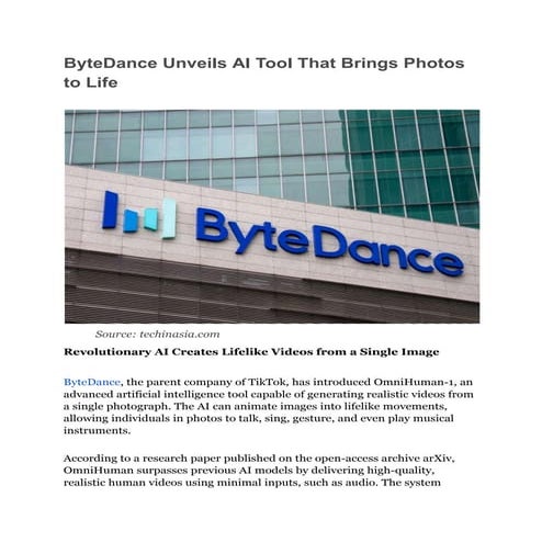 ByteDance Unveils AI Tool That Brings Photos to Life.pdf