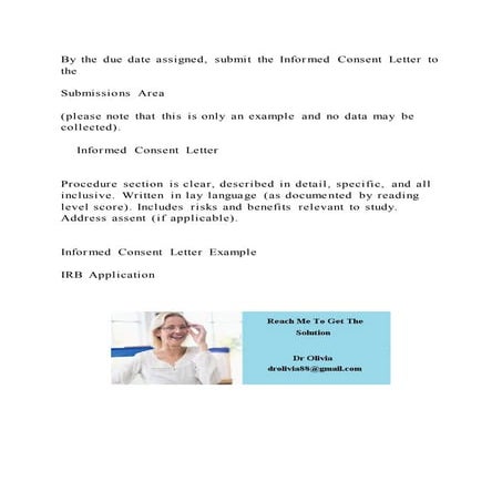 By the due date assigned, submit the Informed Consent Letter to the | PDF