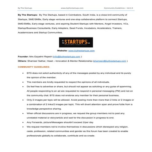 By The Startups - Community Guidelines | PDF