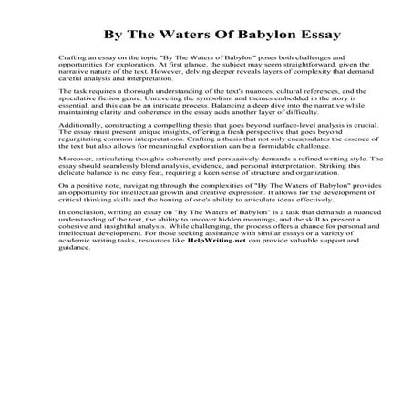 By The Waters Of Babylon Essay.pdf | Poetry | Books and Literature