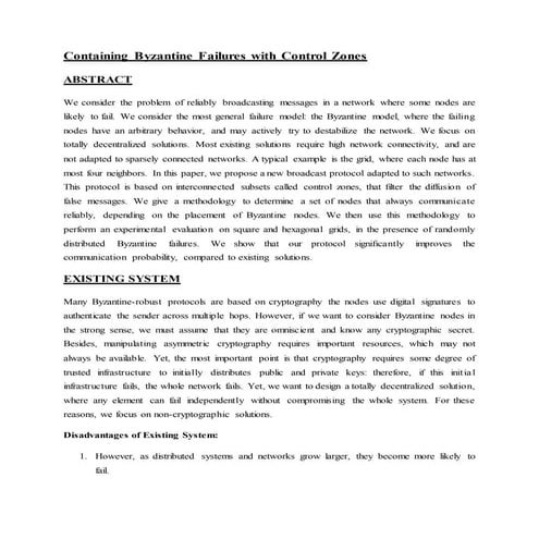 Byzantine General Problem - Siddharth Chaudhry | PDF