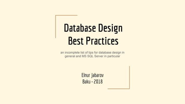 Database Design Best Practices Ppt