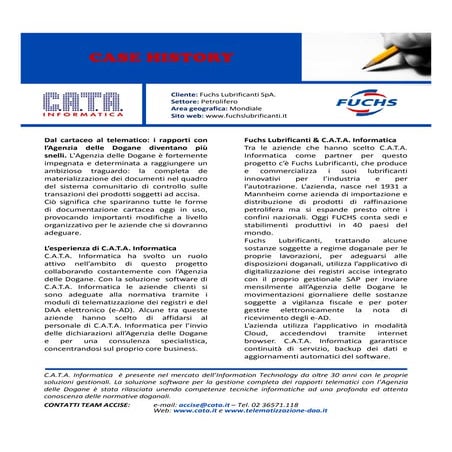 C.a.t.a. informatica case study fuchs lubrificanti | PDF | Computing | Technology & Computing