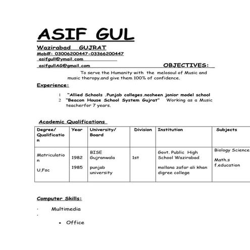 C.v asif gull (2) | DOC