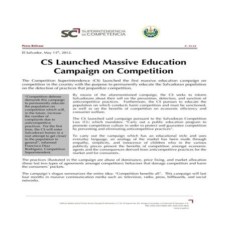C.15-12 CS Launched Massive Education Campaign on Competition | PDF