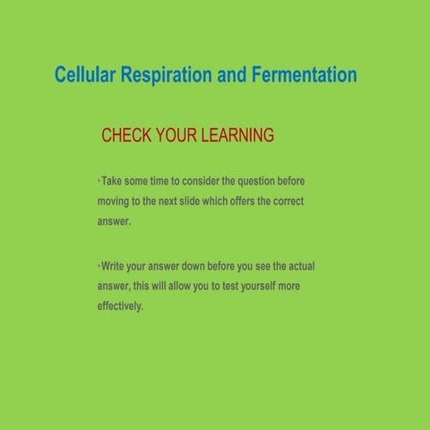 C. cellular respiration check your learning | PPTX