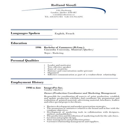 C.V. Rolland Sioufi_English | PDF