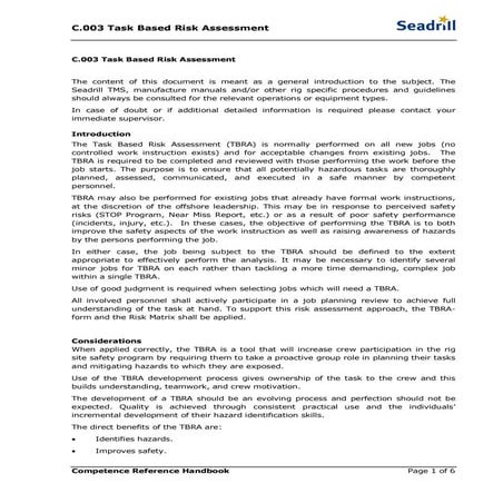 C.003 task based risk assessment | PDF