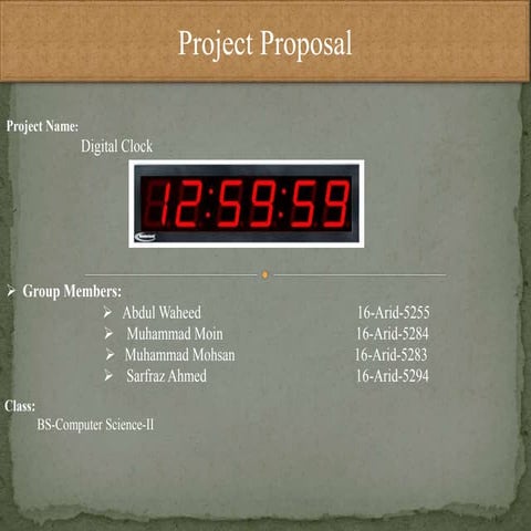 Proposal for project ofdigital class in C++ | PPT