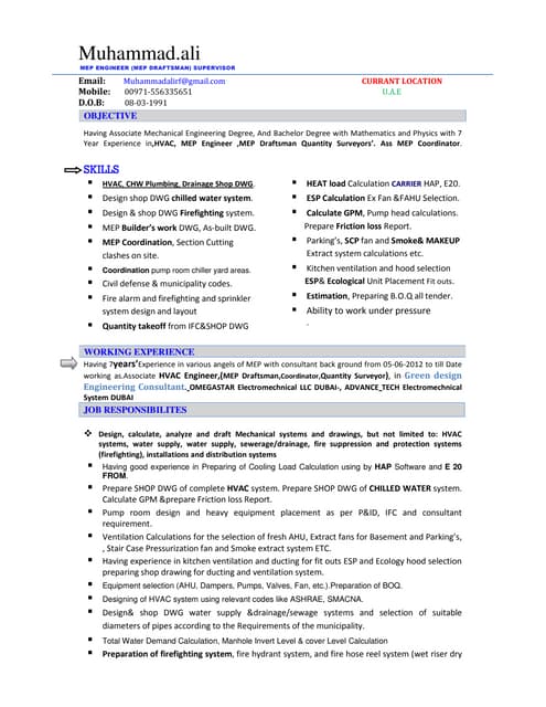 CV_ BIM Revit Mep Modeler & Draftsman | DOCX