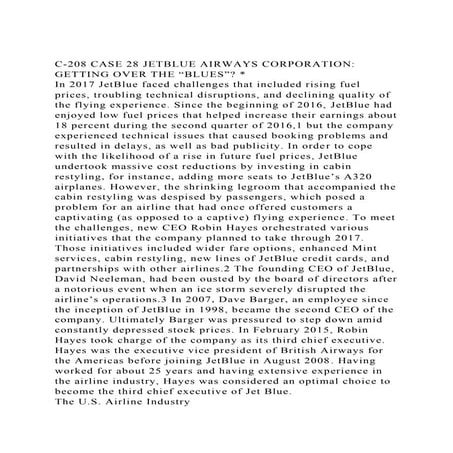 C-208 CASE 28 JETBLUE AIRWAYS CORPORATION GETTING OVER THE BLUES.docx